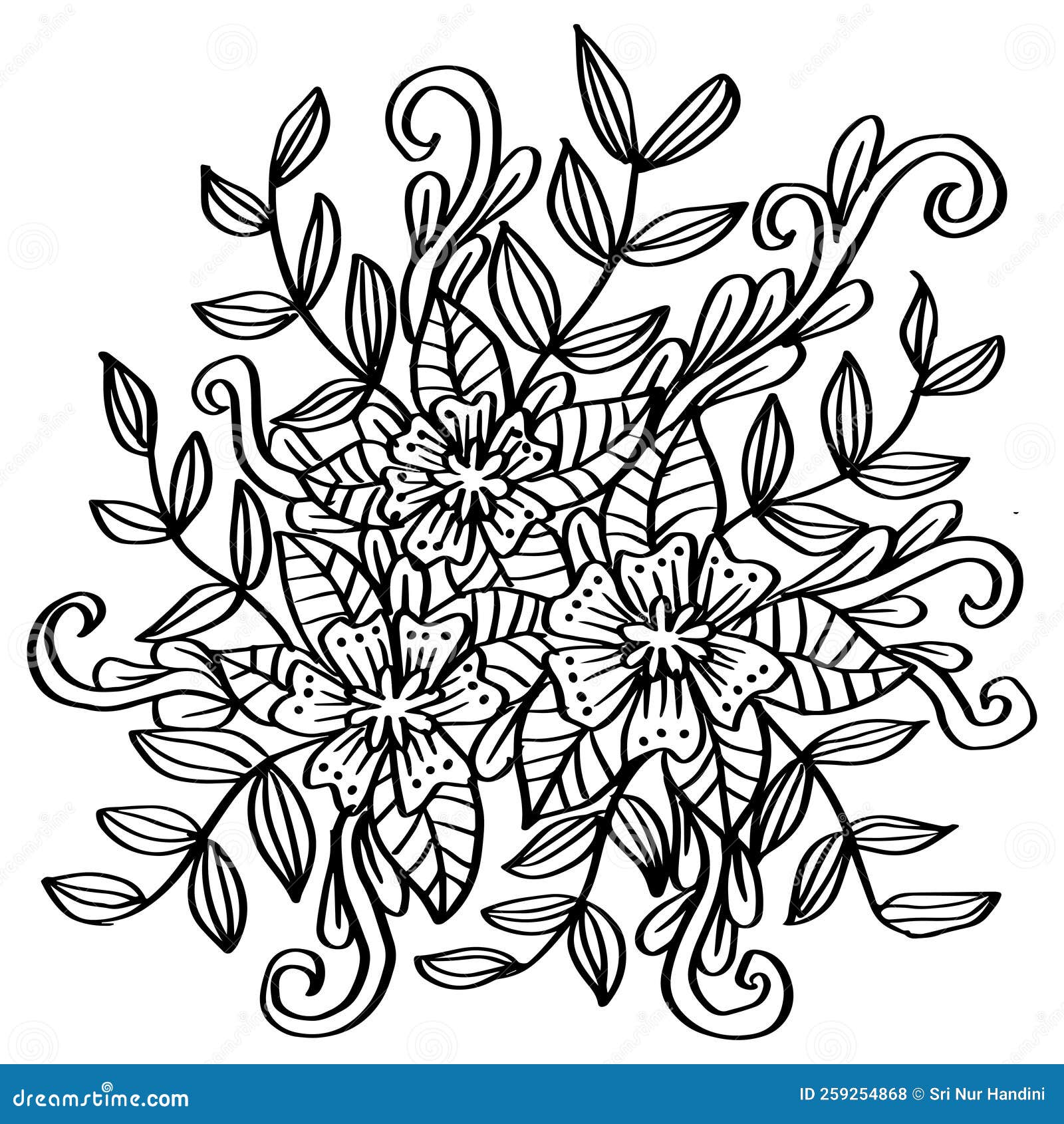 Doodle Art Flowers Zentangle Floral Illustration Stock Illustration ...