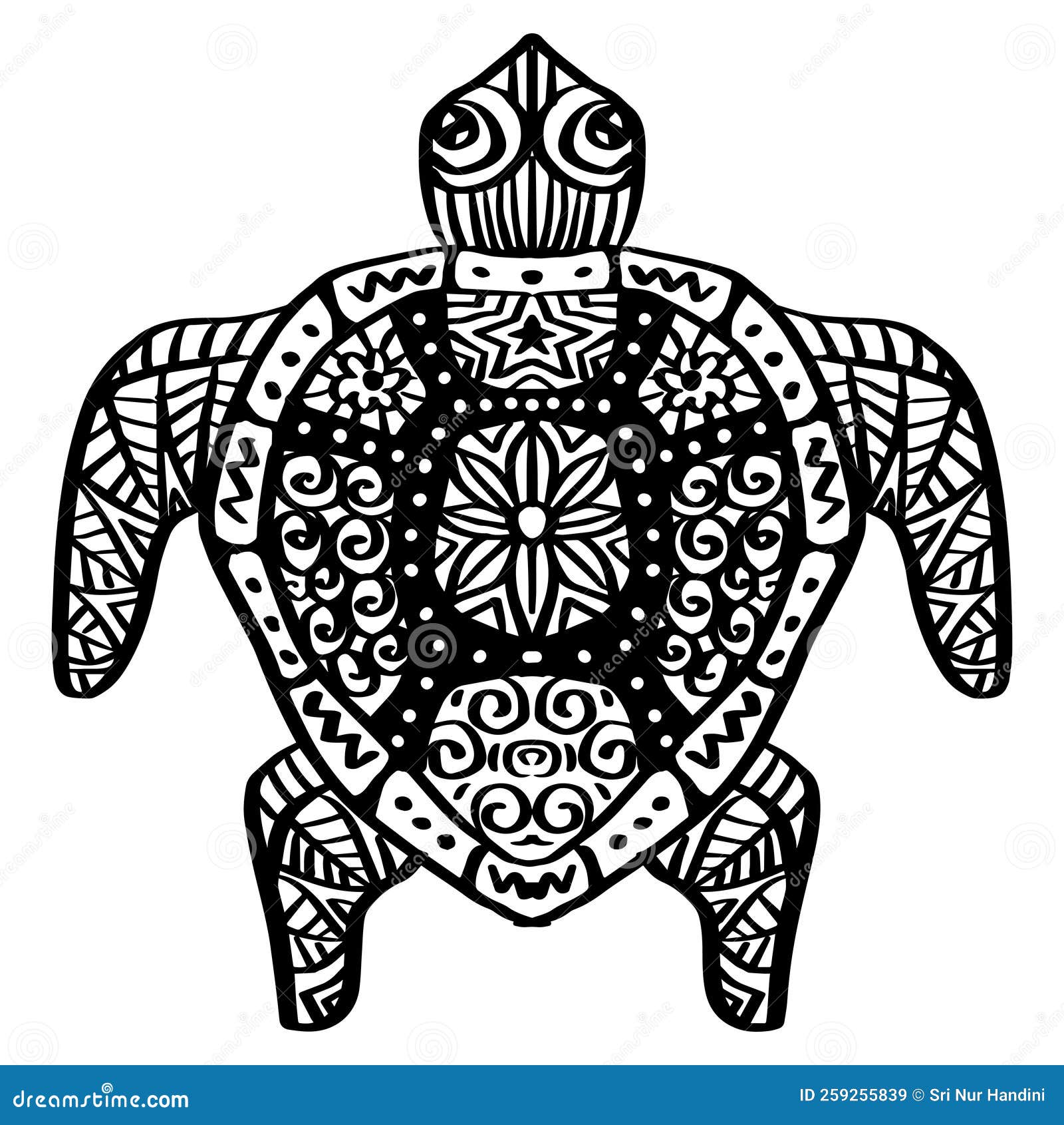 Turtle Doodle Zentangle Hand Drawing Illustration. Stock Illustration ...