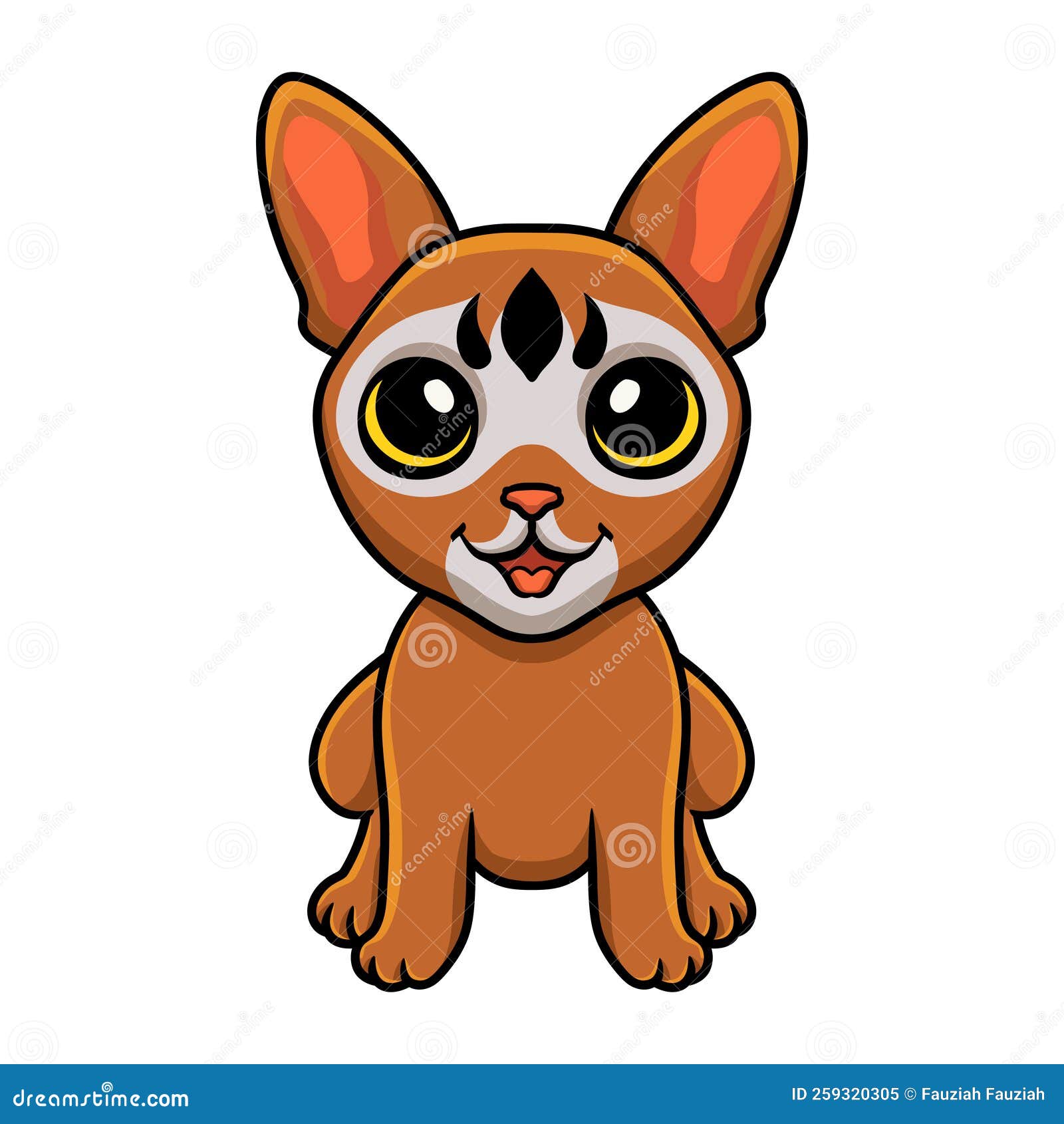 Cute Abyssinian Cat Cartoon Sitting Stock Vector - Illustration of ...