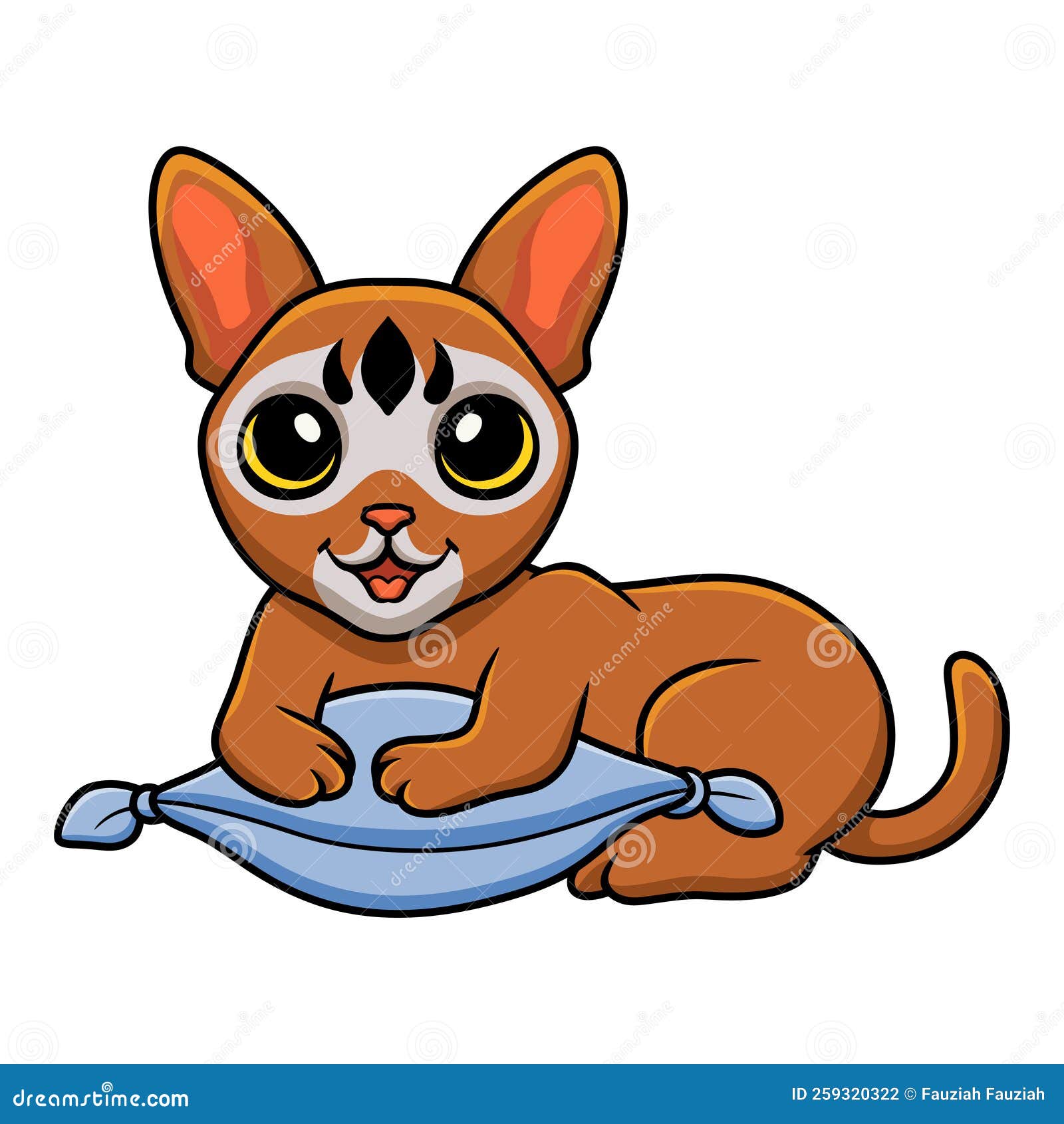 Cute Abyssinian Cat Cartoon on the Pillow Stock Vector - Illustration ...