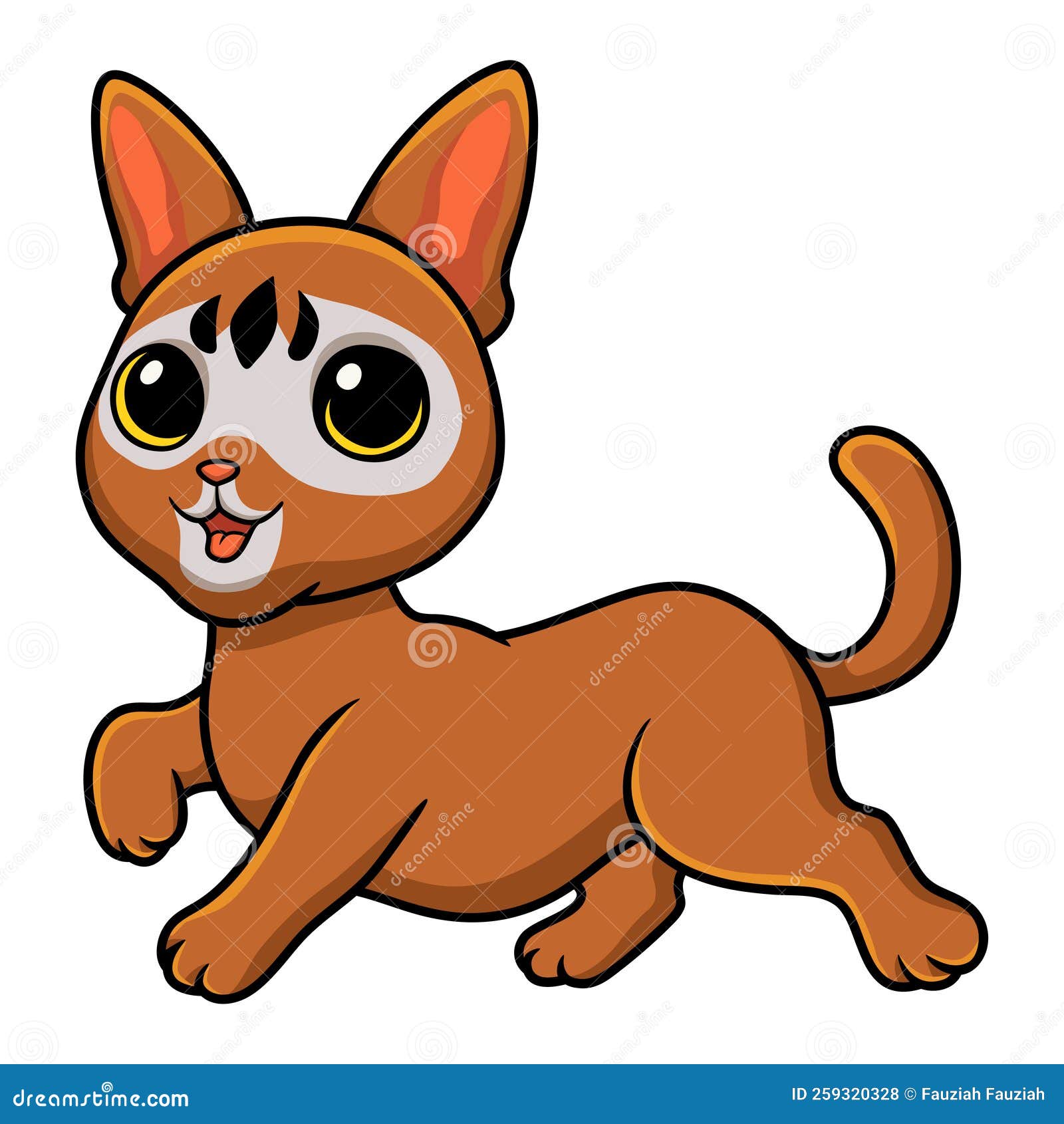 Cute Abyssinian Cat Cartoon Walking Stock Illustration - Illustration ...
