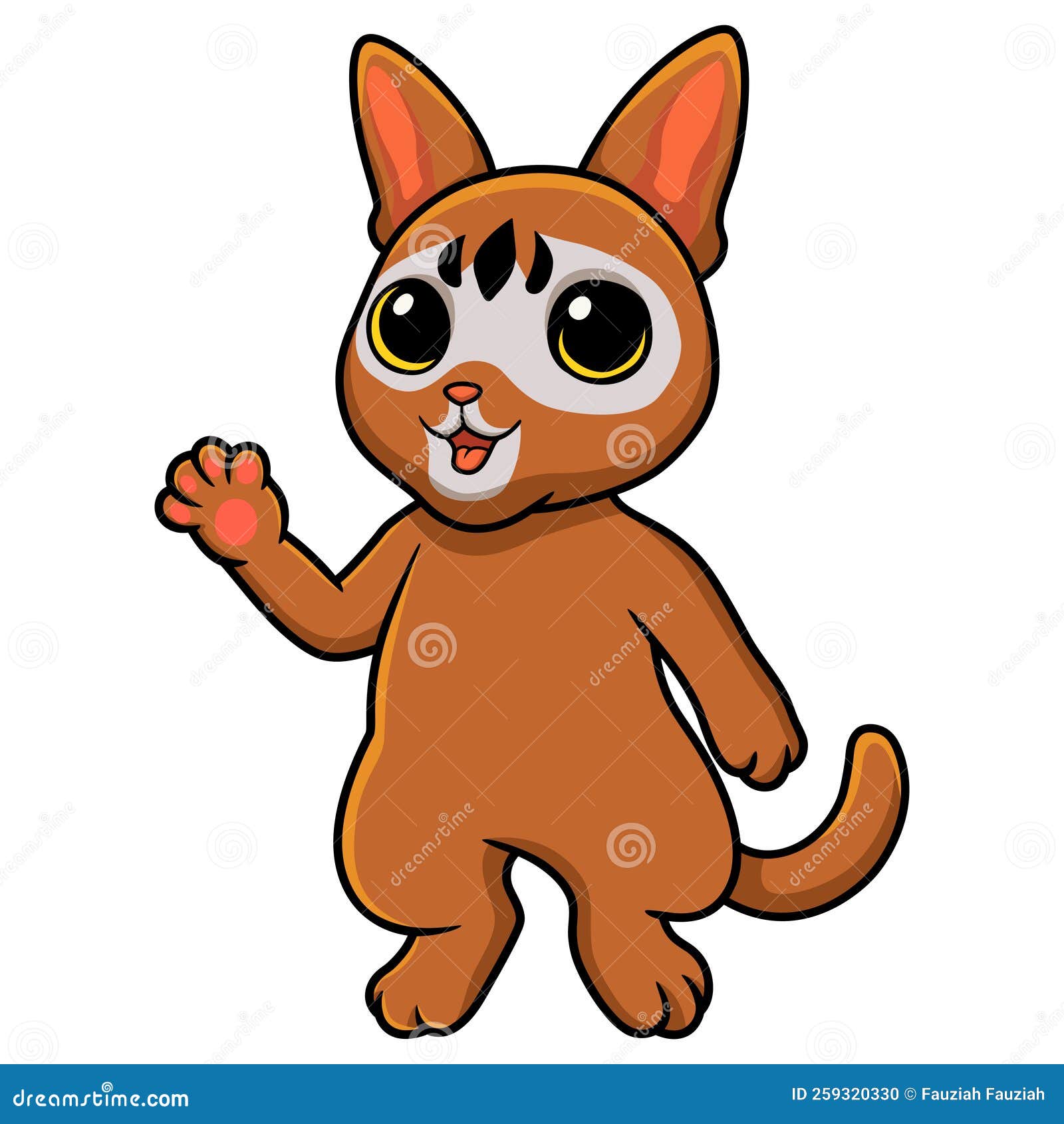 Cute Abyssinian Cat Cartoon Waving Hand Stock Vector - Illustration of ...