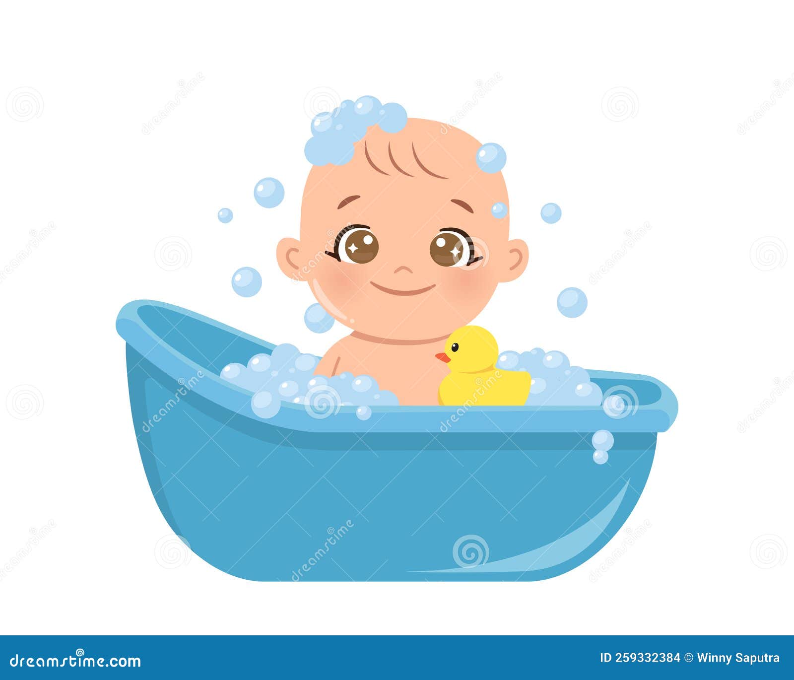 Cute baby bubble bath time stock vector. Illustration of happy - 259332384
