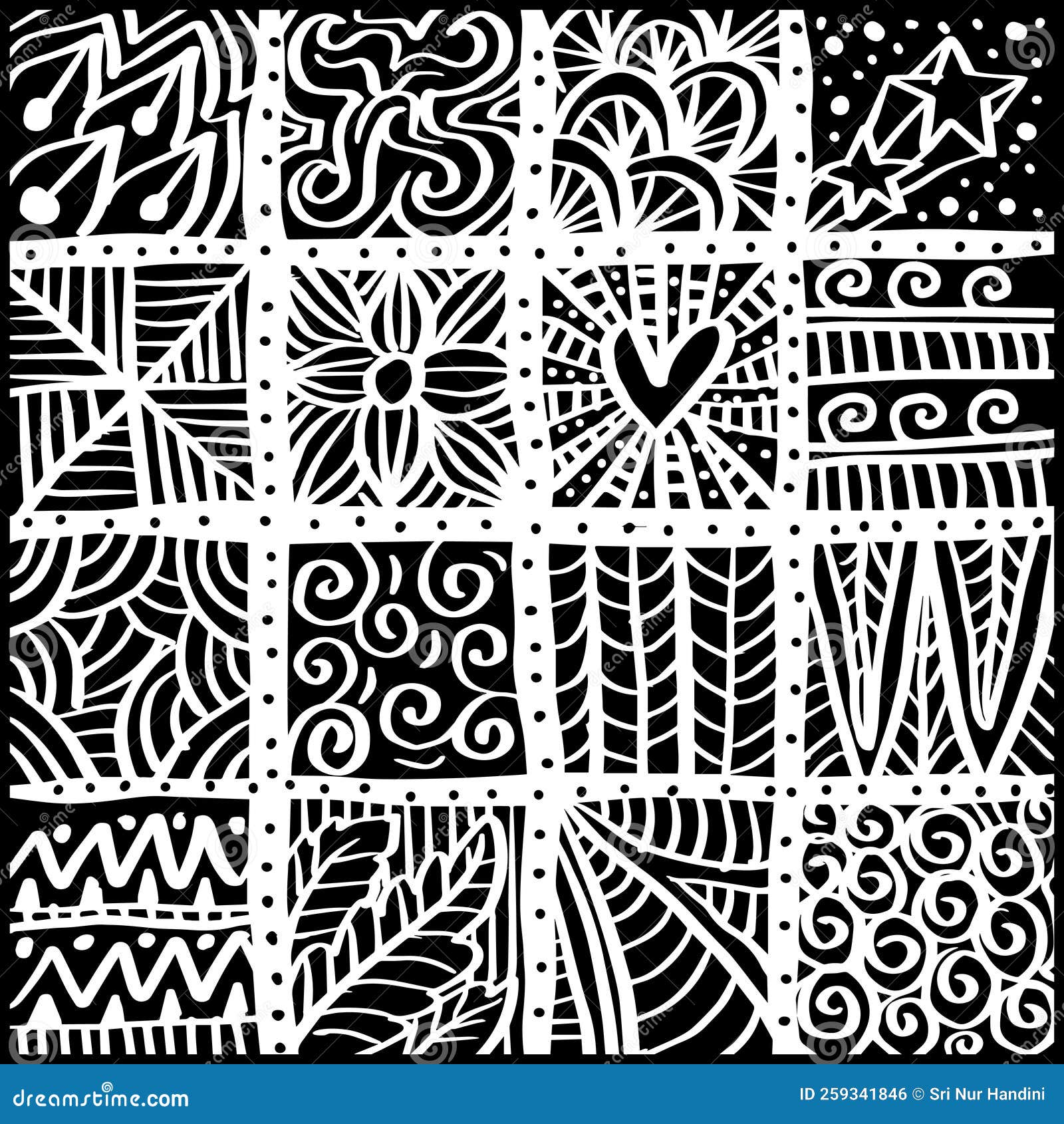 Doodle Abstract Floral Ornament Pattern Stock Illustration ...