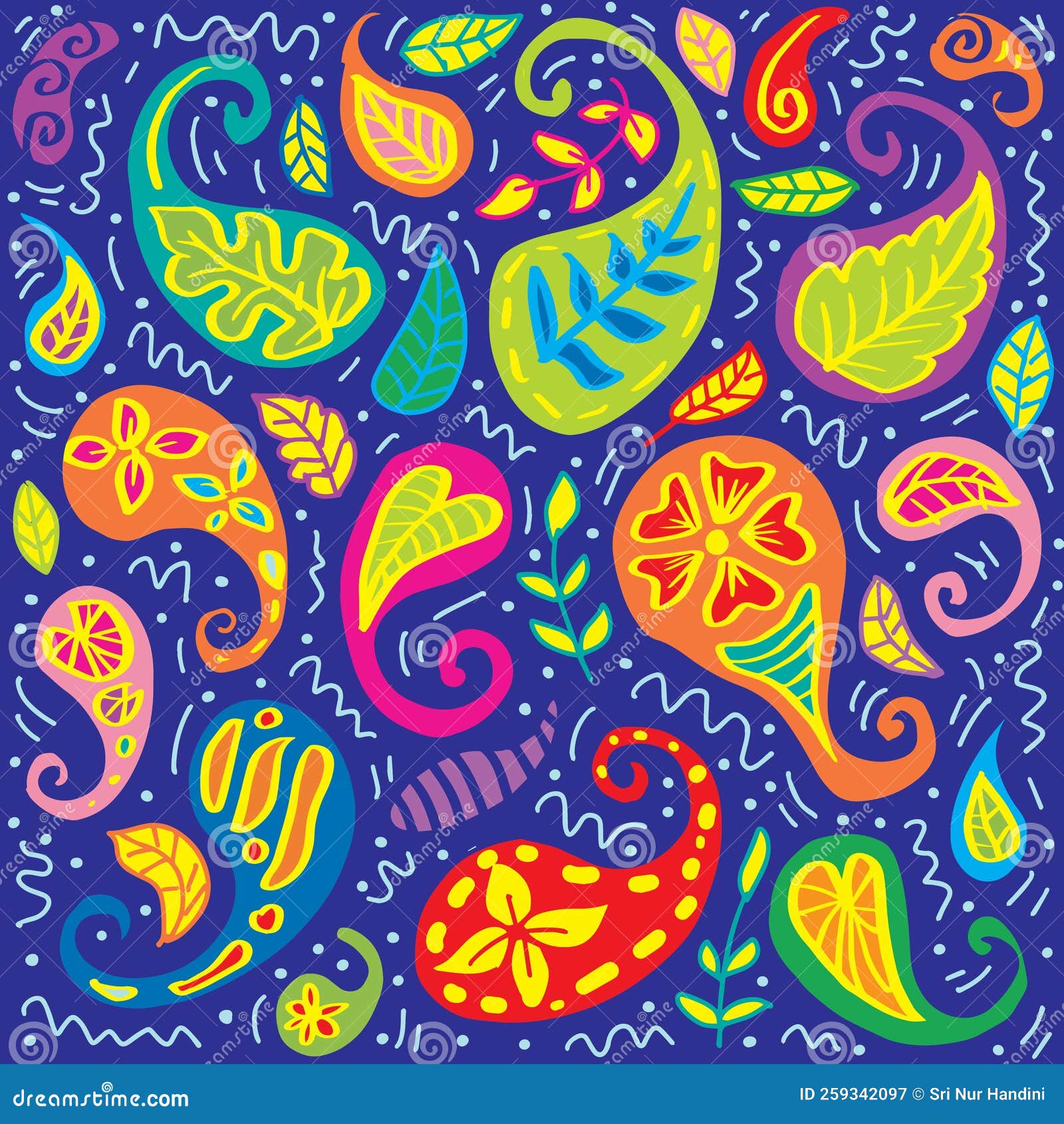 Hand Drawn Paisley Pattern Doodle Style Stock Illustration ...