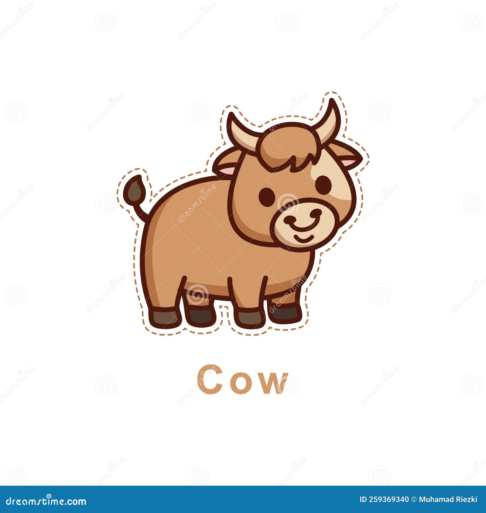 Cartoon Cute Brown Cow, Vector Illustration Baby Cow Stock Illustration ...