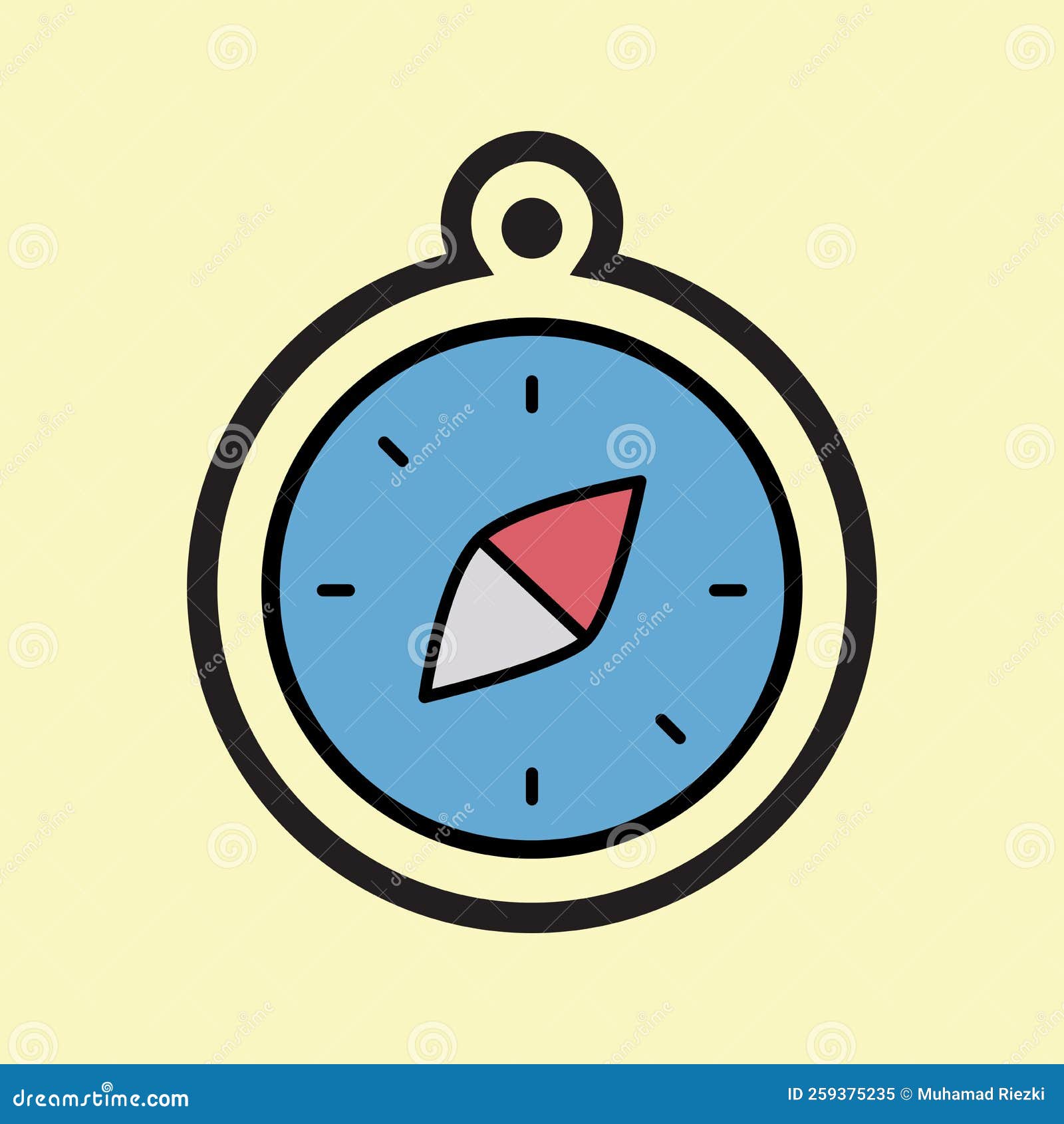 Compass Icon. Vector Illustration of a Cartoon Compass in Minimalist ...