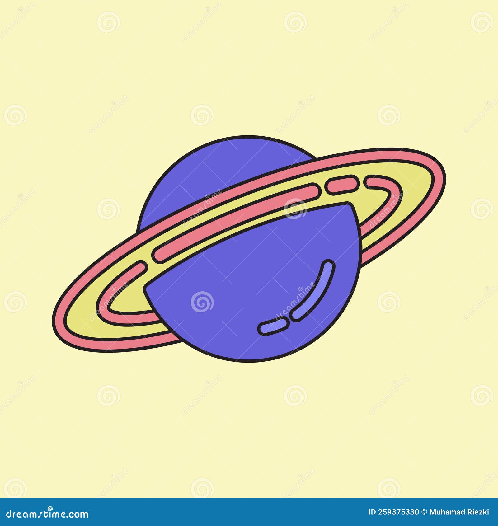 Planet Saturn Icon. Flat Vector Planetary Ring System for Astronomy ...