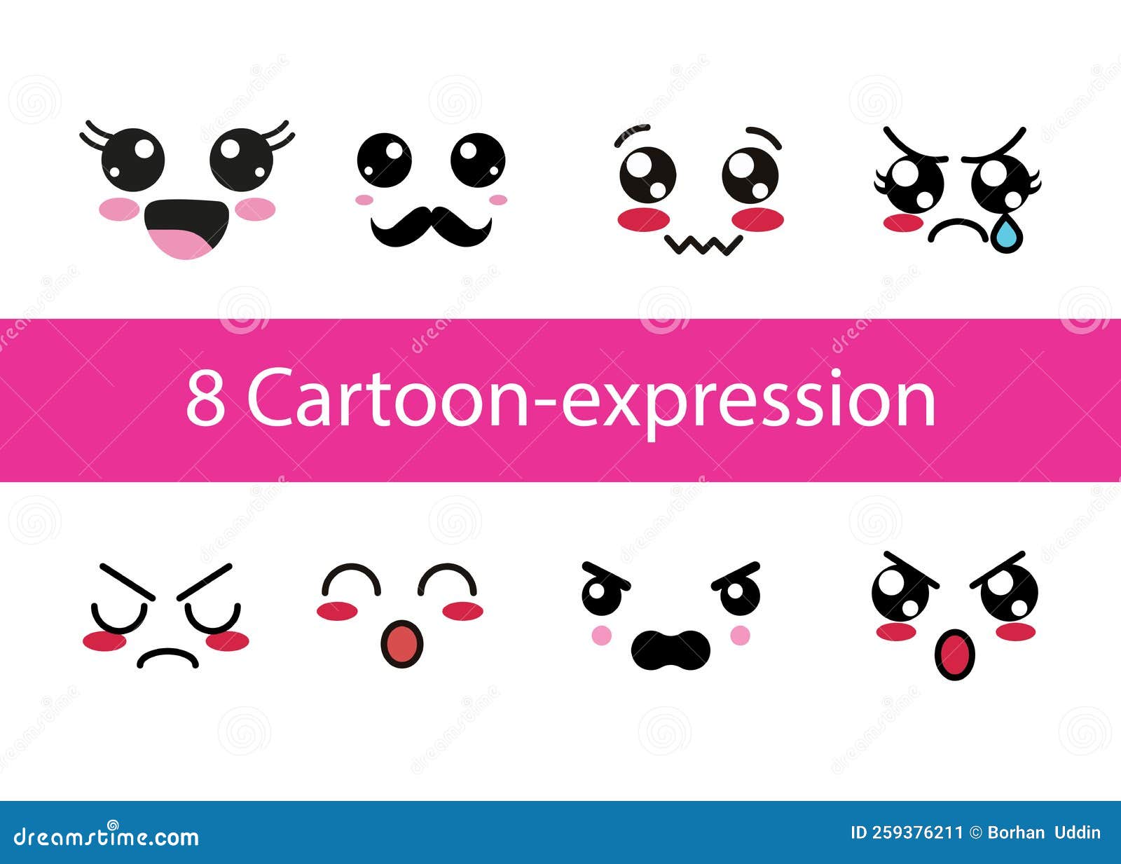 Expressive Eyes and Mouth, Smiling, Crying and Surprised Character Face ...