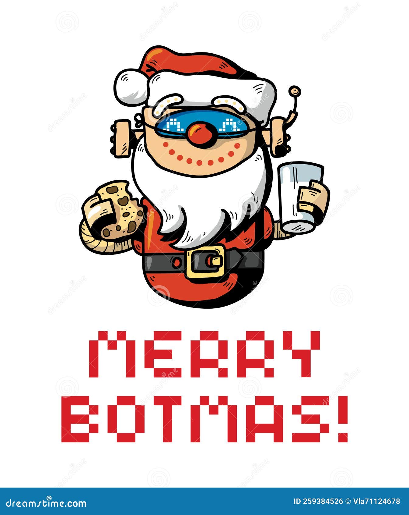 Robot Fan Christmas Greeting Card Design with Smiling Santa Bot Stock ...