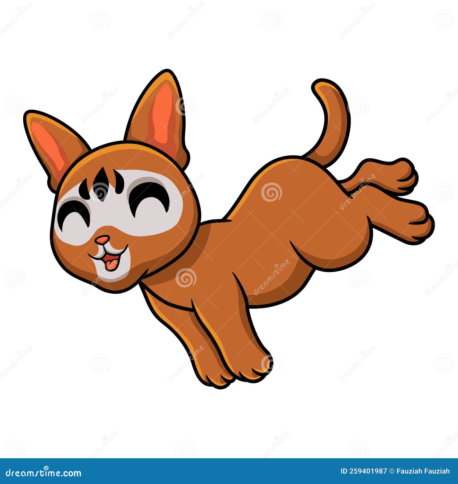 Cute Abyssinian Cat Cartoon Jumping Stock Vector - Illustration of ...