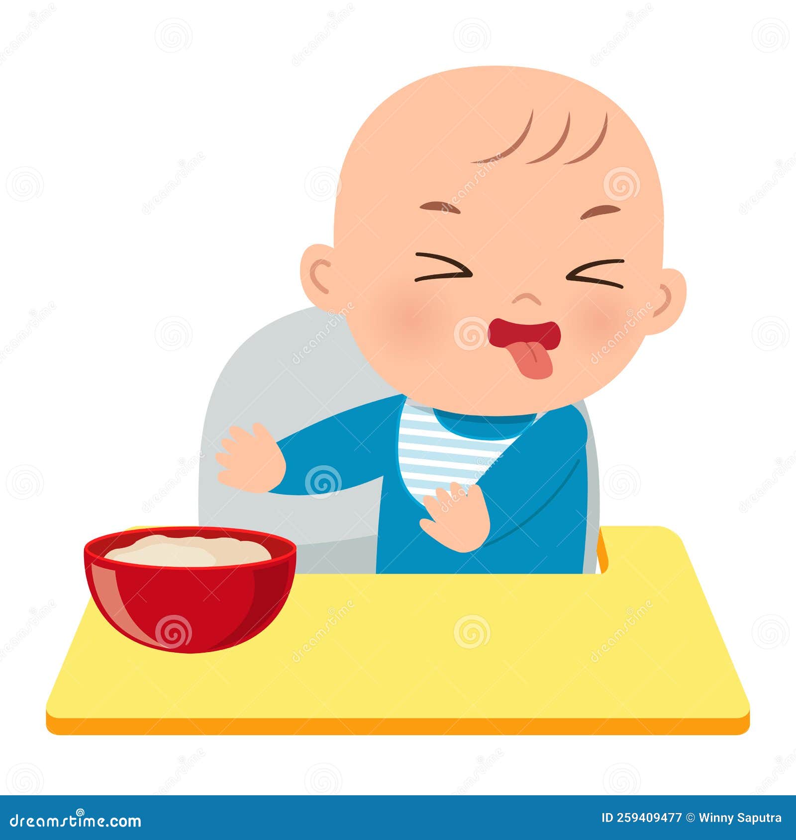 Cute baby rejecting food stock vector. Illustration of rejecting ...