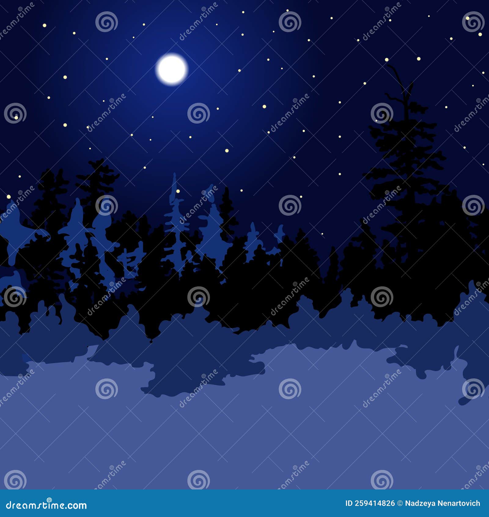 Vector Illustration. Night Landscape in a Flat Style. Geometric ...