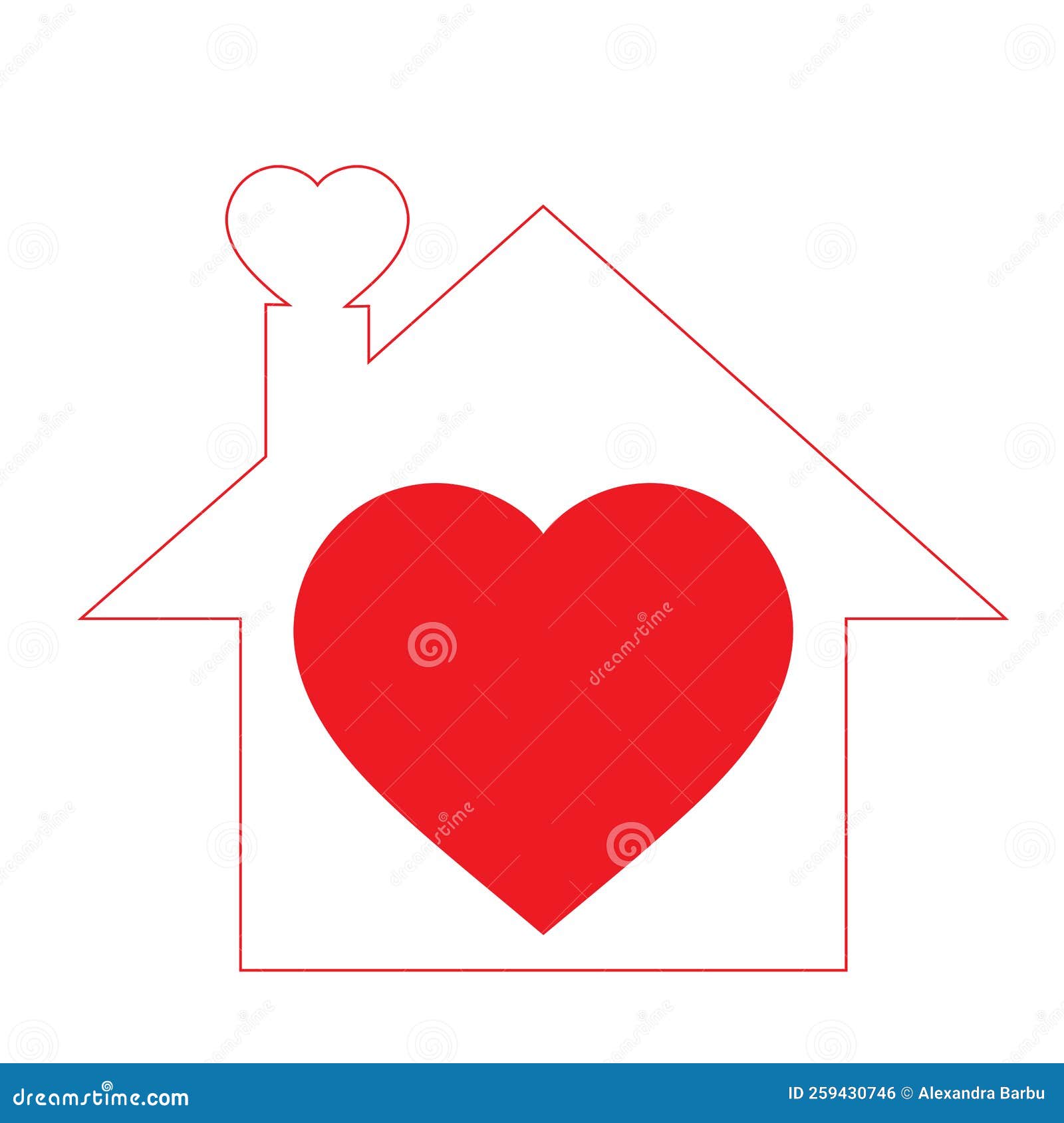 Red Heart House Logo, Printable Outline House Templates Stock Vector ...