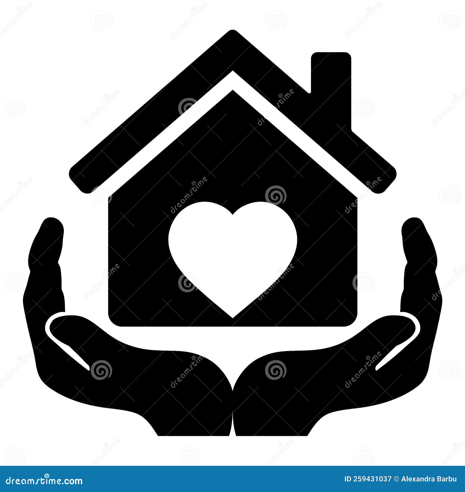 Heart House Logo in Hands, Printable Outline House Template Design ...