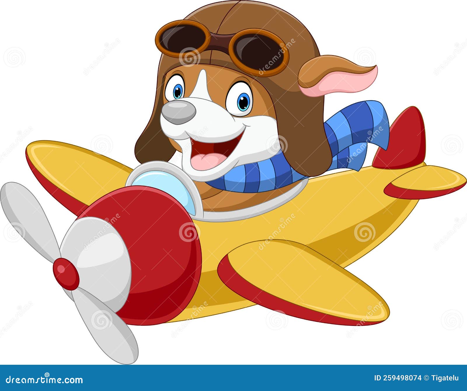 Cartoon Little Dog Operating a Plane Stock Vector - Illustration of ...