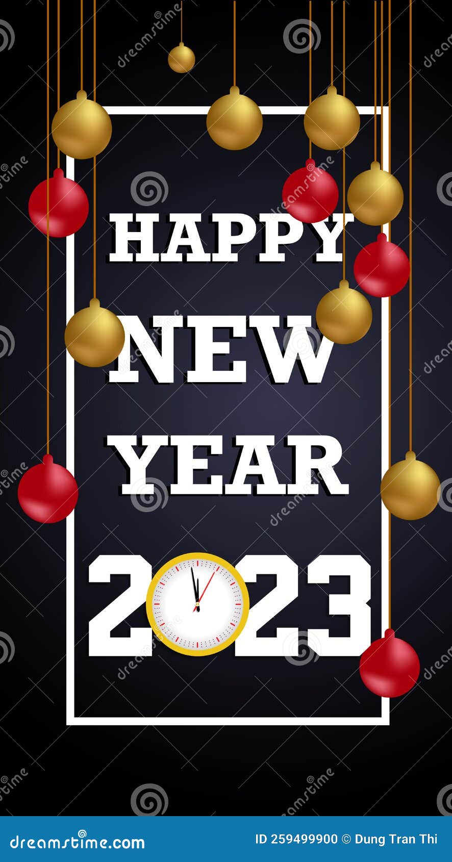 Happy New Year 2023 Greeting Card Holiday Vector Illustration Stock ...