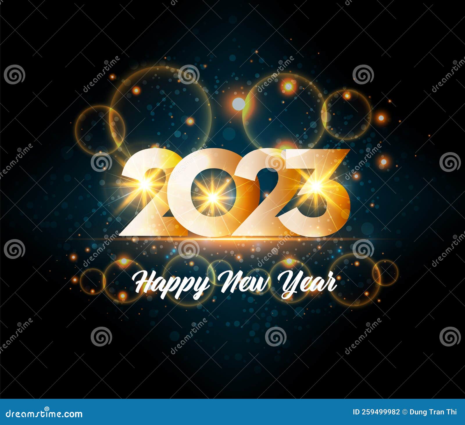 Happy New Year 2023 Greeting Card Holiday Vector Illustration Stock ...