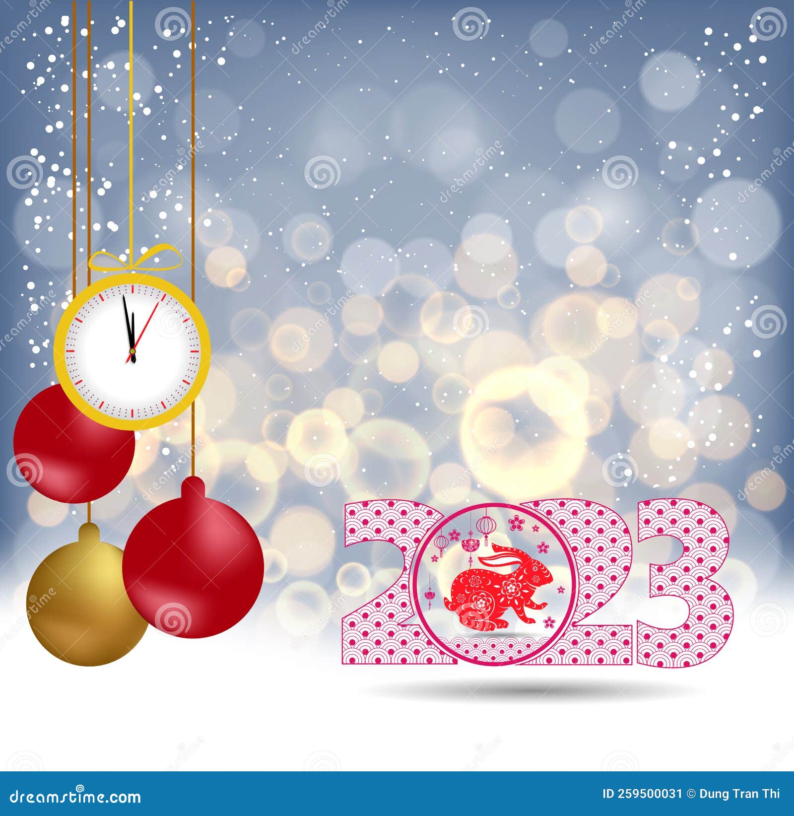 Happy New Year 2023 Greeting Card Holiday Vector Illustration Stock ...