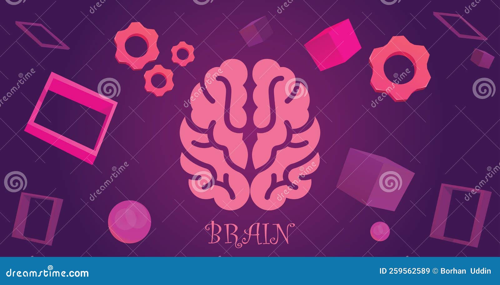 3d Shapes Element Illustration Vector Art Brain Colorful Stock Vector ...