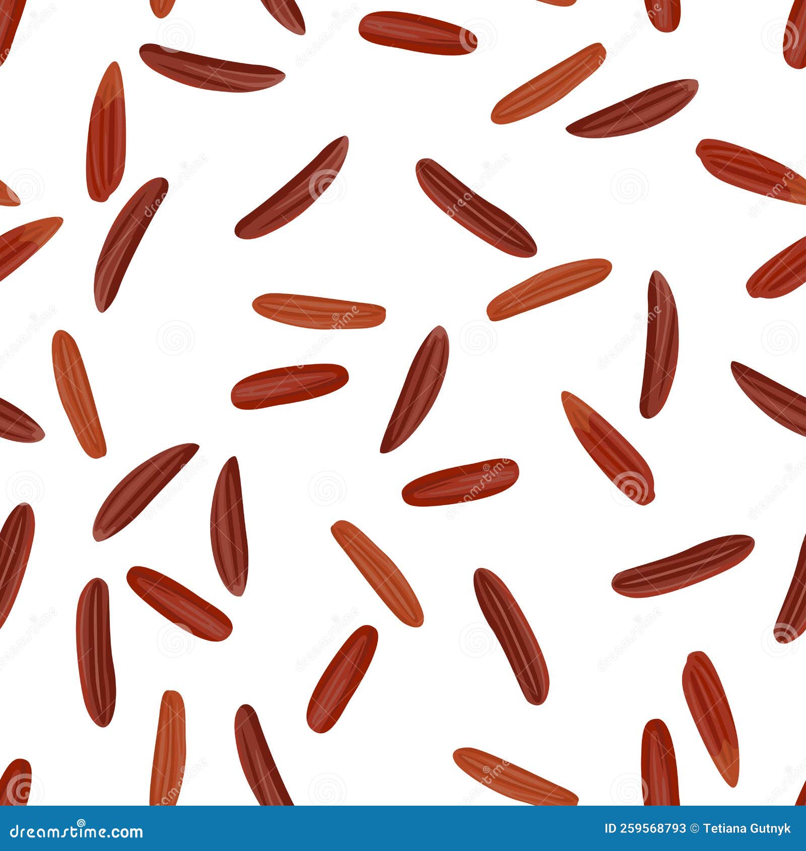 Red Rice Background. Seamless Pattern with Rice Seeds Stock Vector ...