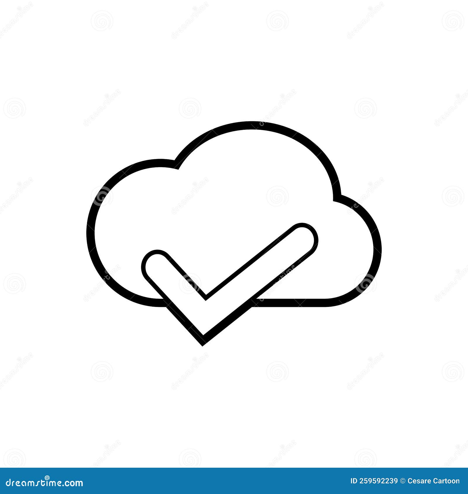 Thin line cloud approve stock vector. Illustration of flat - 259592239