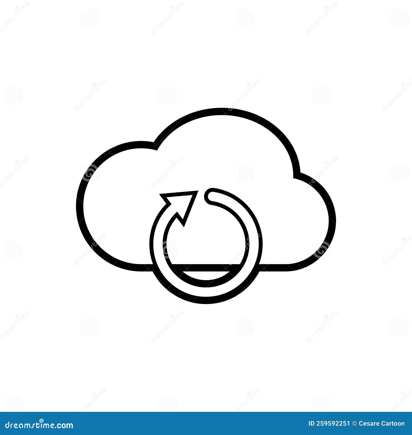 Thin line cloud refresh stock vector. Illustration of cloud - 259592251