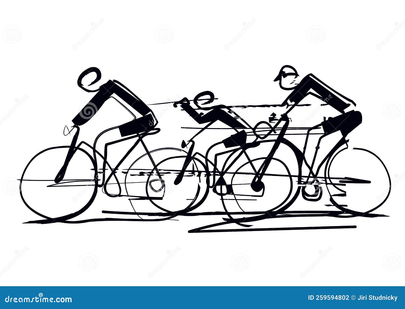 Cycling Race, Line Art Stylized. Stock Vector - Illustration of sports ...
