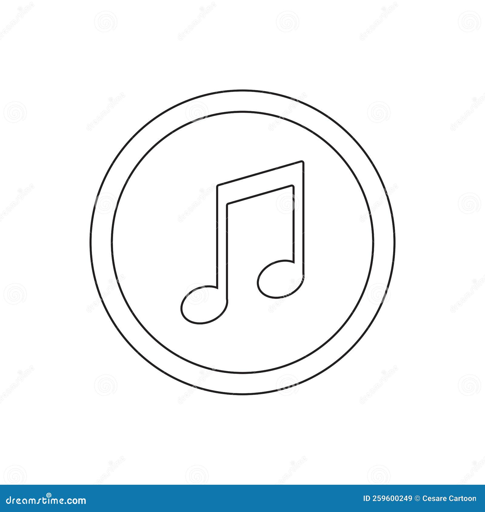 Thin line music note stock vector. Illustration of thin - 259600249