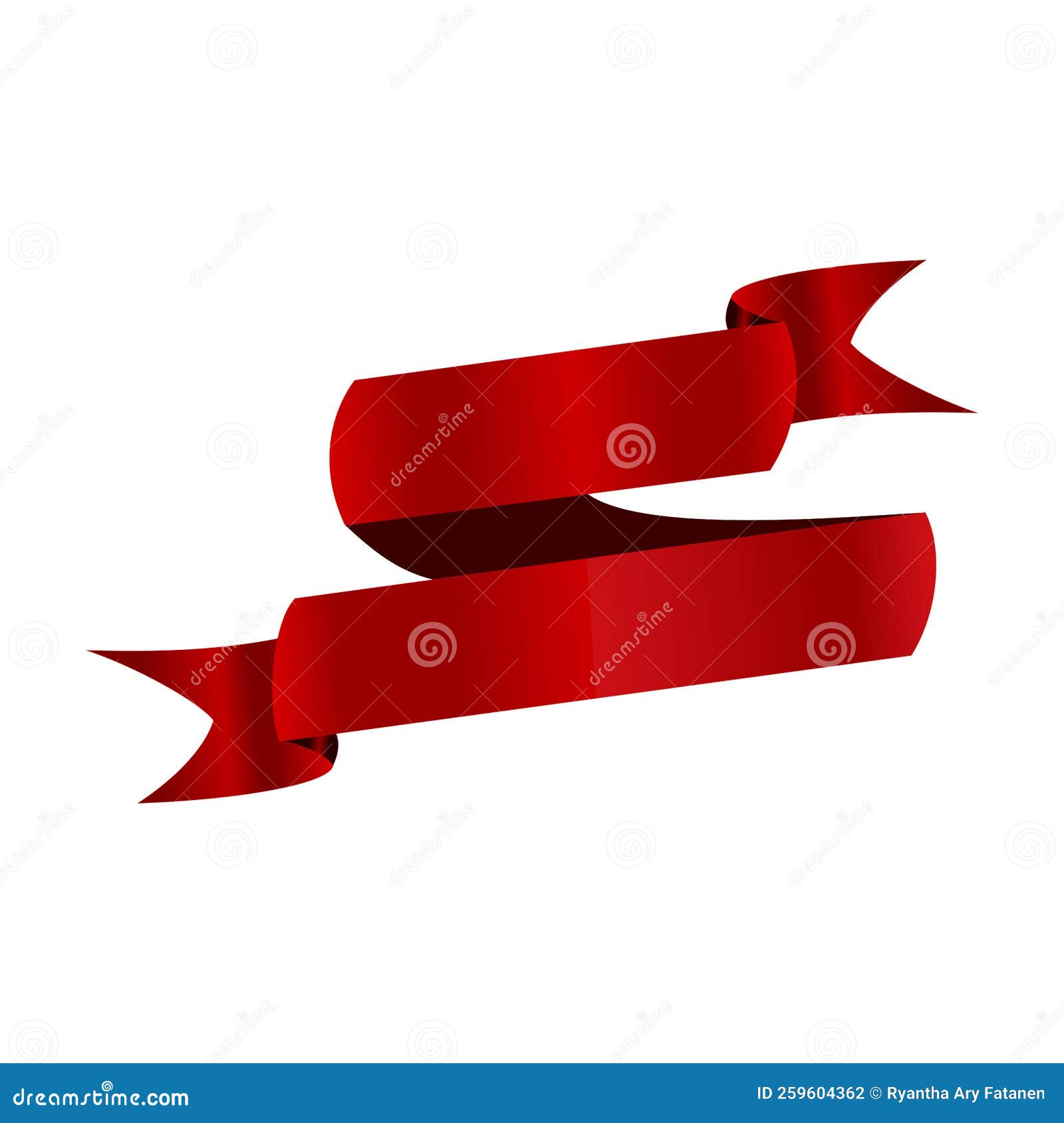 Big Red Ribbons Banner Isolated on White Stock Vector - Illustration of ...