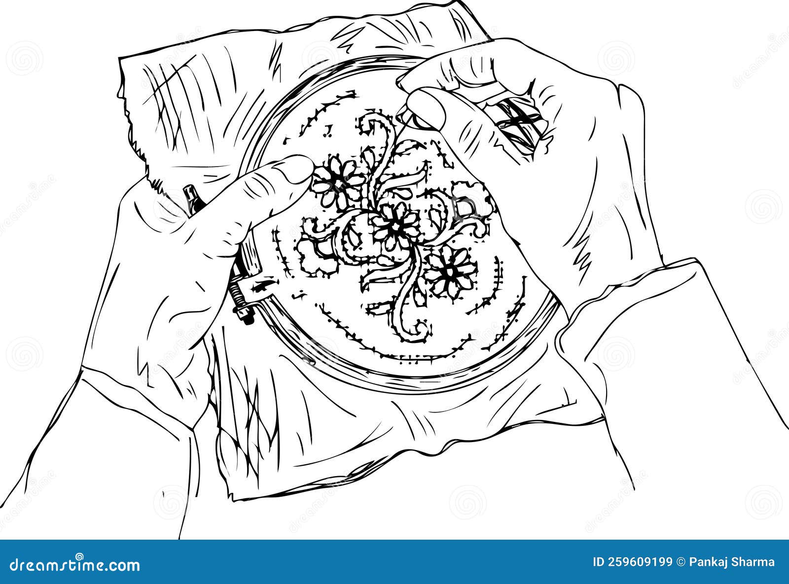 Woman Hand Doing Embroidery, Female in Knitted Woolen Clothes Doing ...