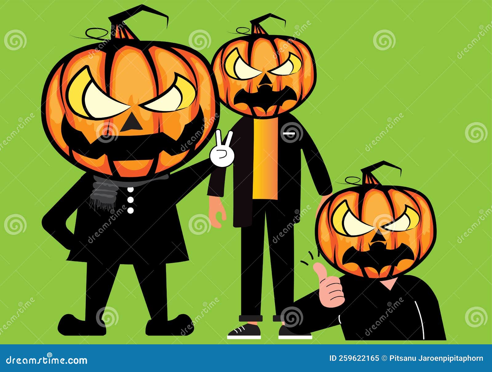 Vector Cartoon Wearing Pumpkin Devil Halloween. Stock Vector ...