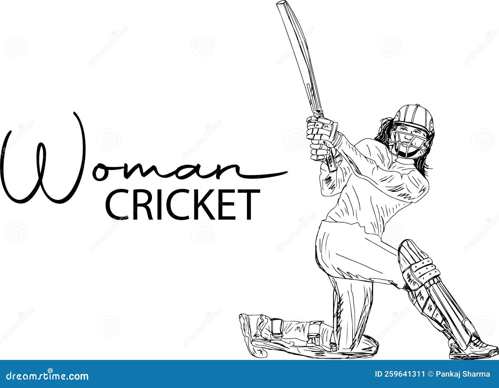 Female Cricket Player, Woman Cricketer Logo, Women S Cricket Vector ...