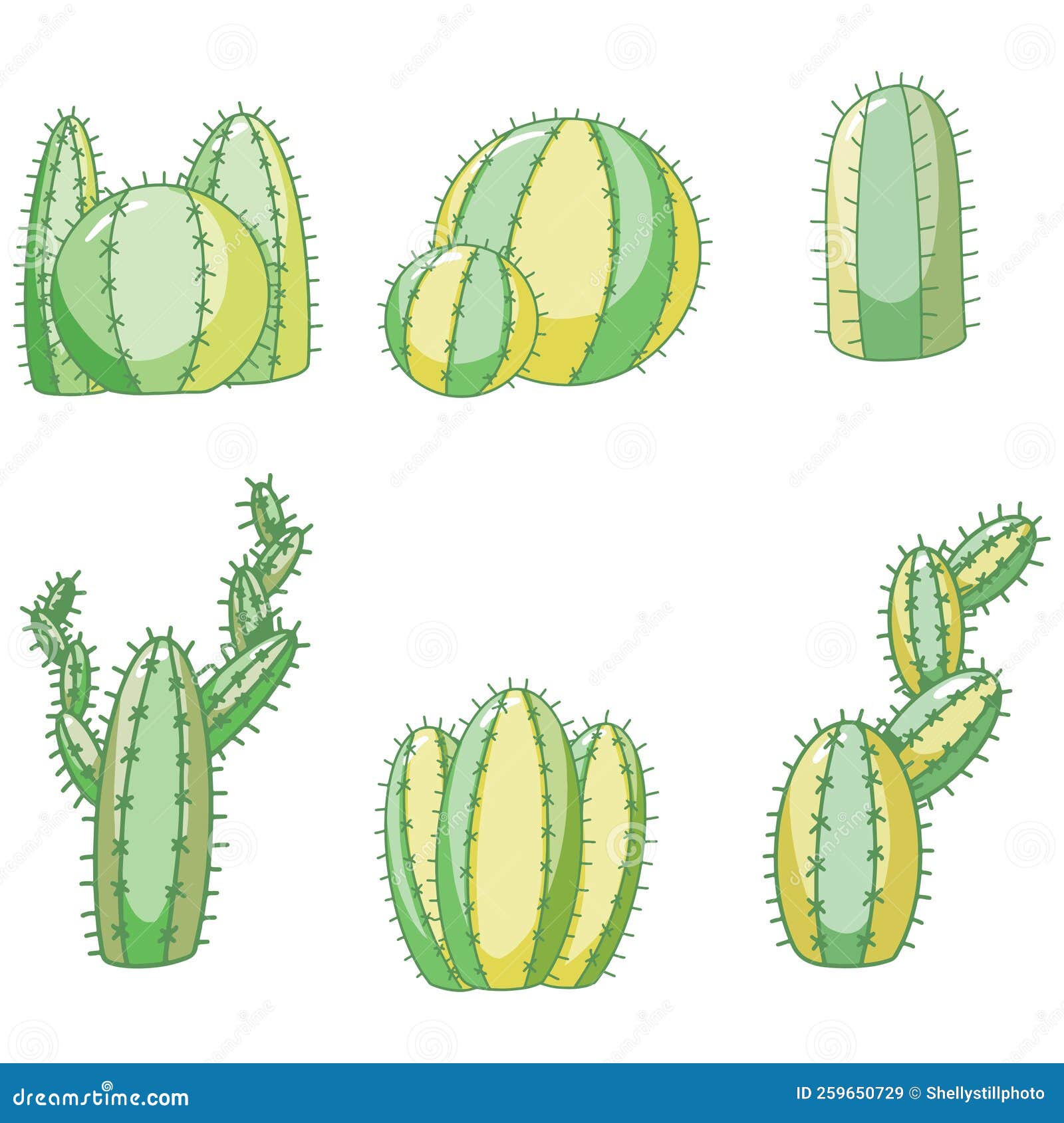 Line Art Style Cactus or Cacti Illustration Collection for Logos and Vectors Stock Vector ...