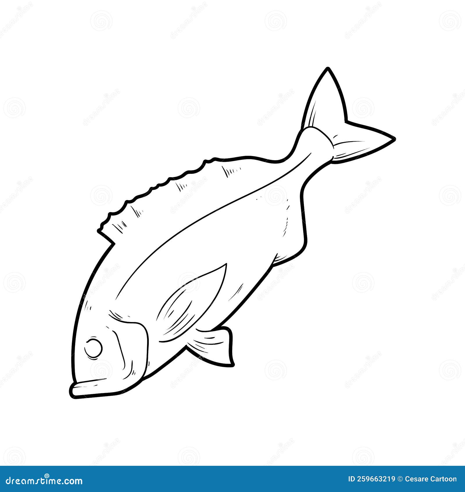 Hand drawing cartoon fish stock vector. Illustration of flat - 259663219