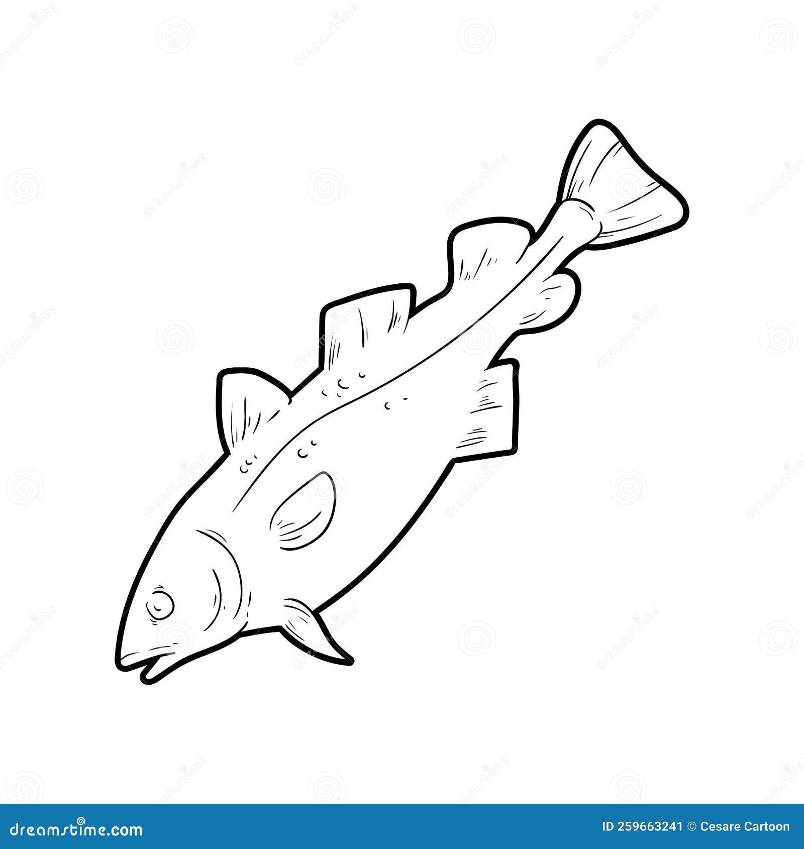 Hand drawing cartoon fish stock vector. Illustration of water - 259663241