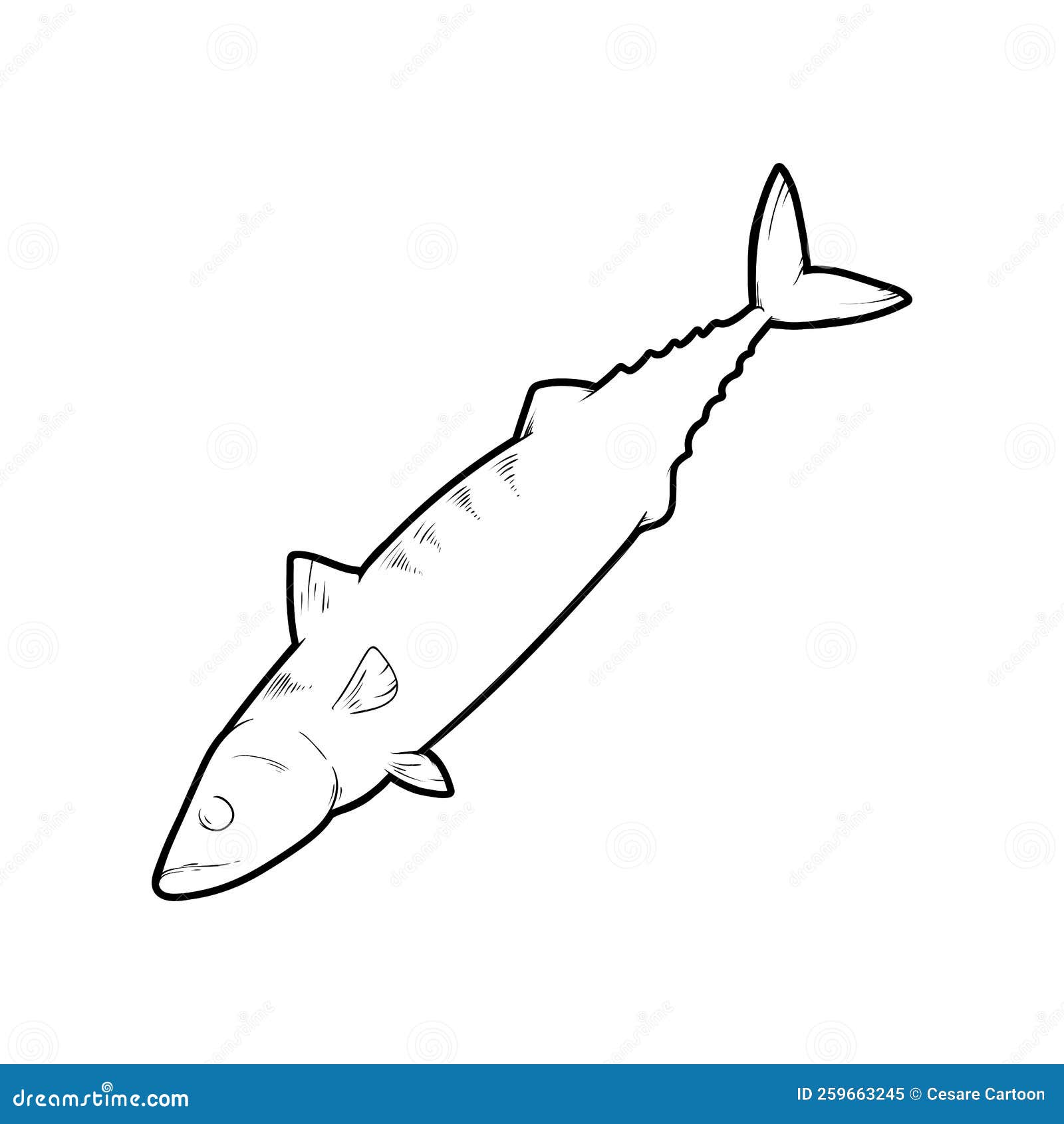 Hand drawing cartoon fish stock vector. Illustration of cartoon - 259663245