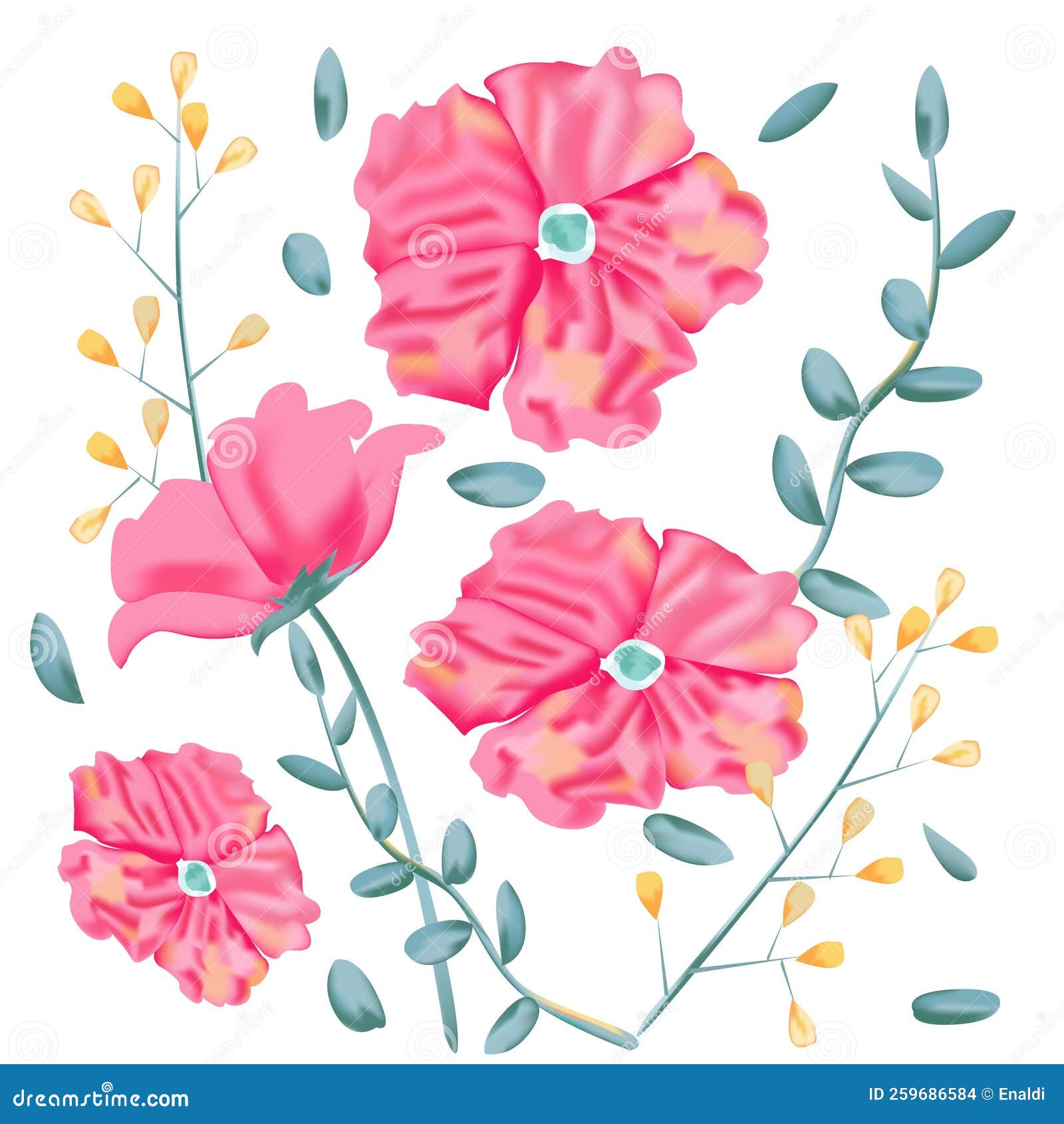 3D Realistic Beautiful Pink Flower Vector Illustration Stock Vector ...