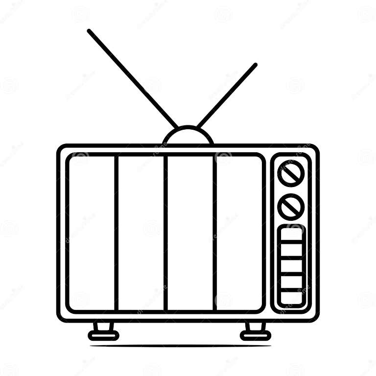Line art television vector stock vector. Illustration of diagram ...