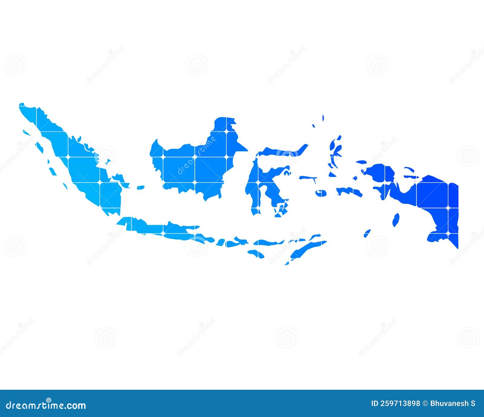 Colourful Blue Gradient Bricks Texture Map of Country Indonesia ...