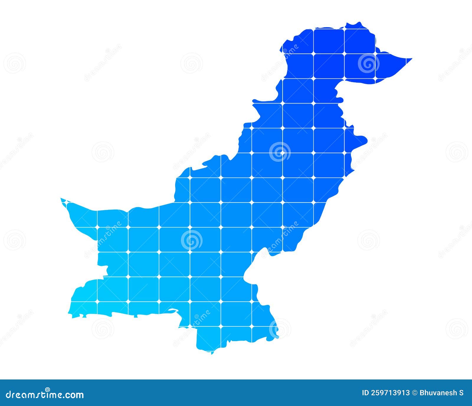 Colourful Blue Gradient Bricks Texture Map of Country Pakistan Isolated ...