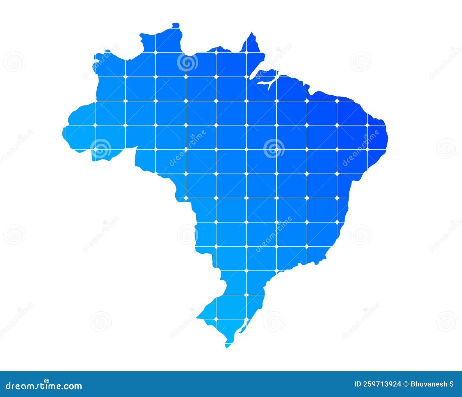 Colourful Blue Gradient Bricks Texture Map of Country Brazil Isolated ...