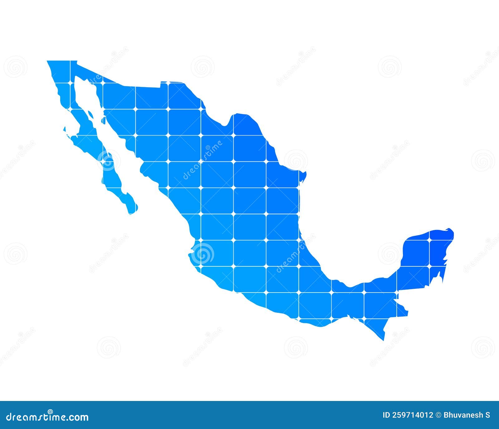 Colourful Blue Gradient Bricks Texture Map of Country Mexico Isolated ...