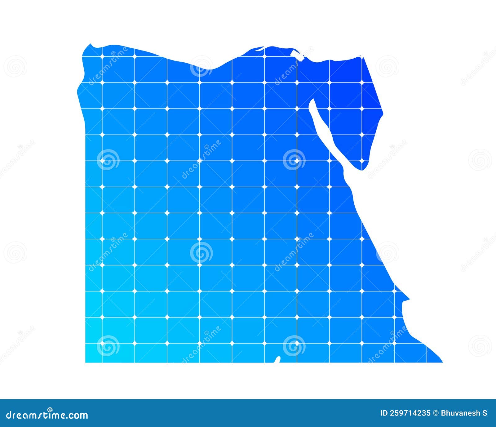 Colourful Blue Gradient Bricks Texture Map of Country Egypt Isolated on ...