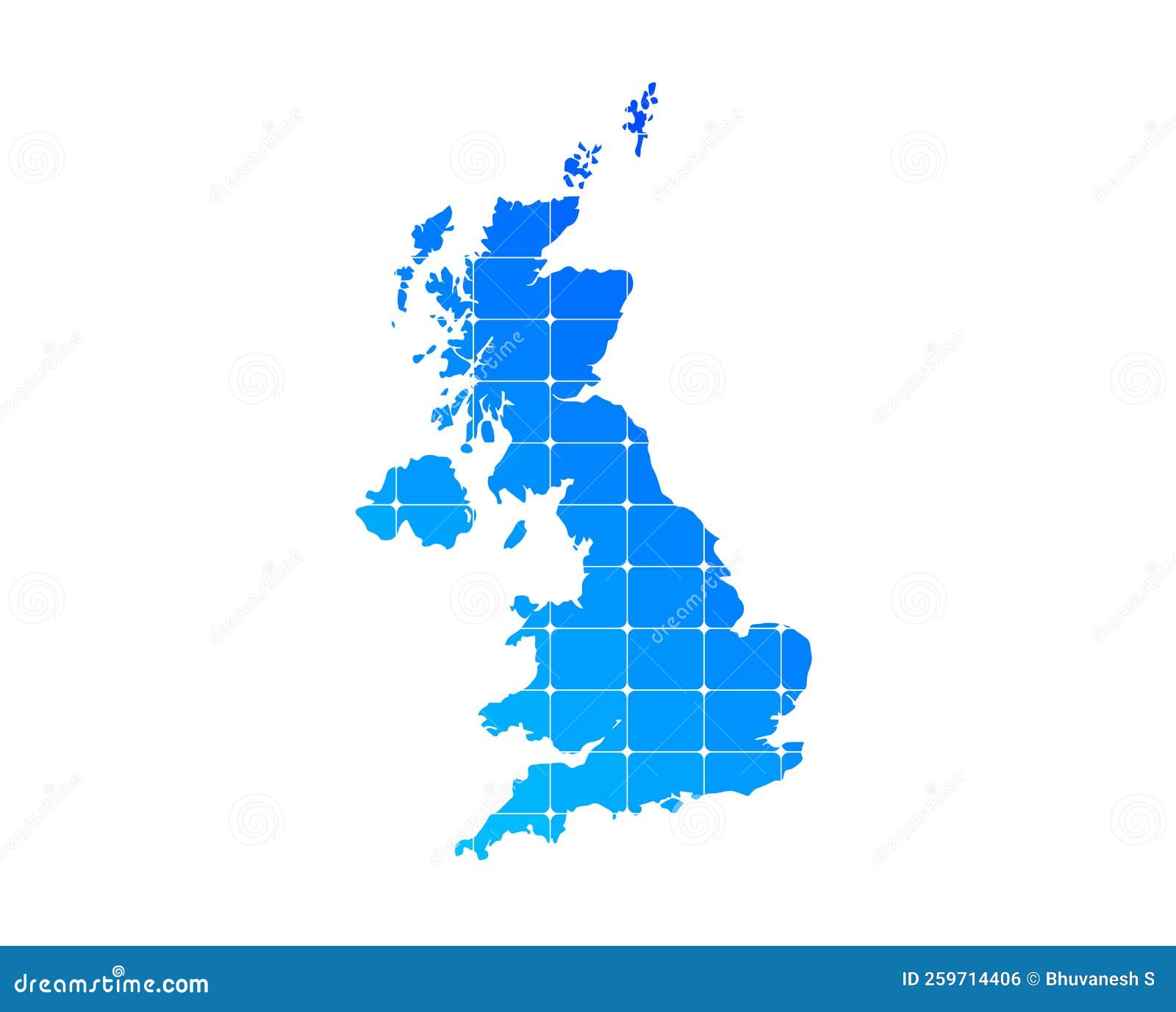 Colourful Blue Gradient Bricks Texture Map of Country United Kingdom ...
