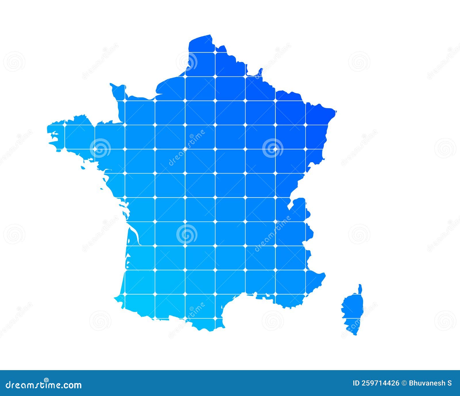 Colourful Blue Gradient Bricks Texture Map of Country France Isolated ...