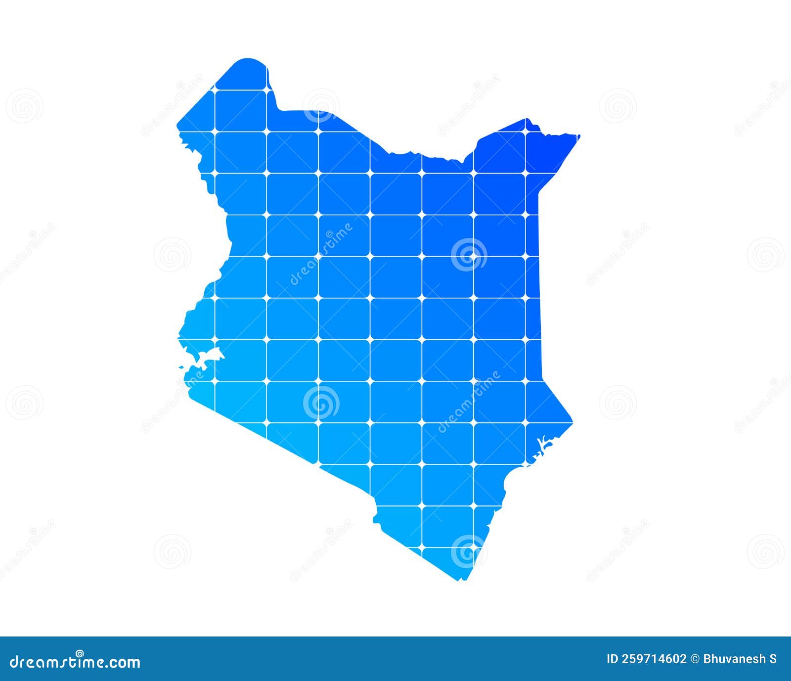 Colourful Blue Gradient Bricks Texture Map of Country Kenya Isolated on ...
