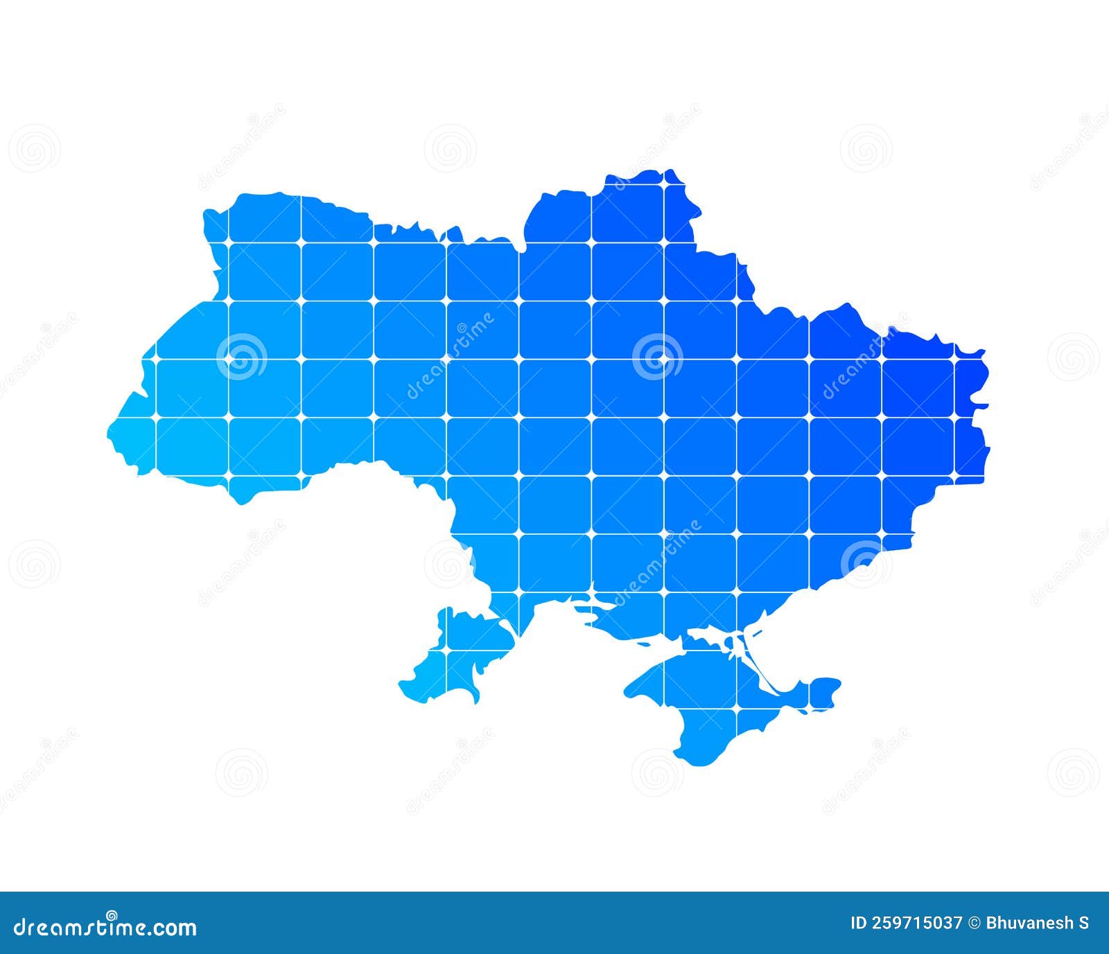 Colourful Blue Gradient Bricks Texture Map of Country Ukraine Isolated ...