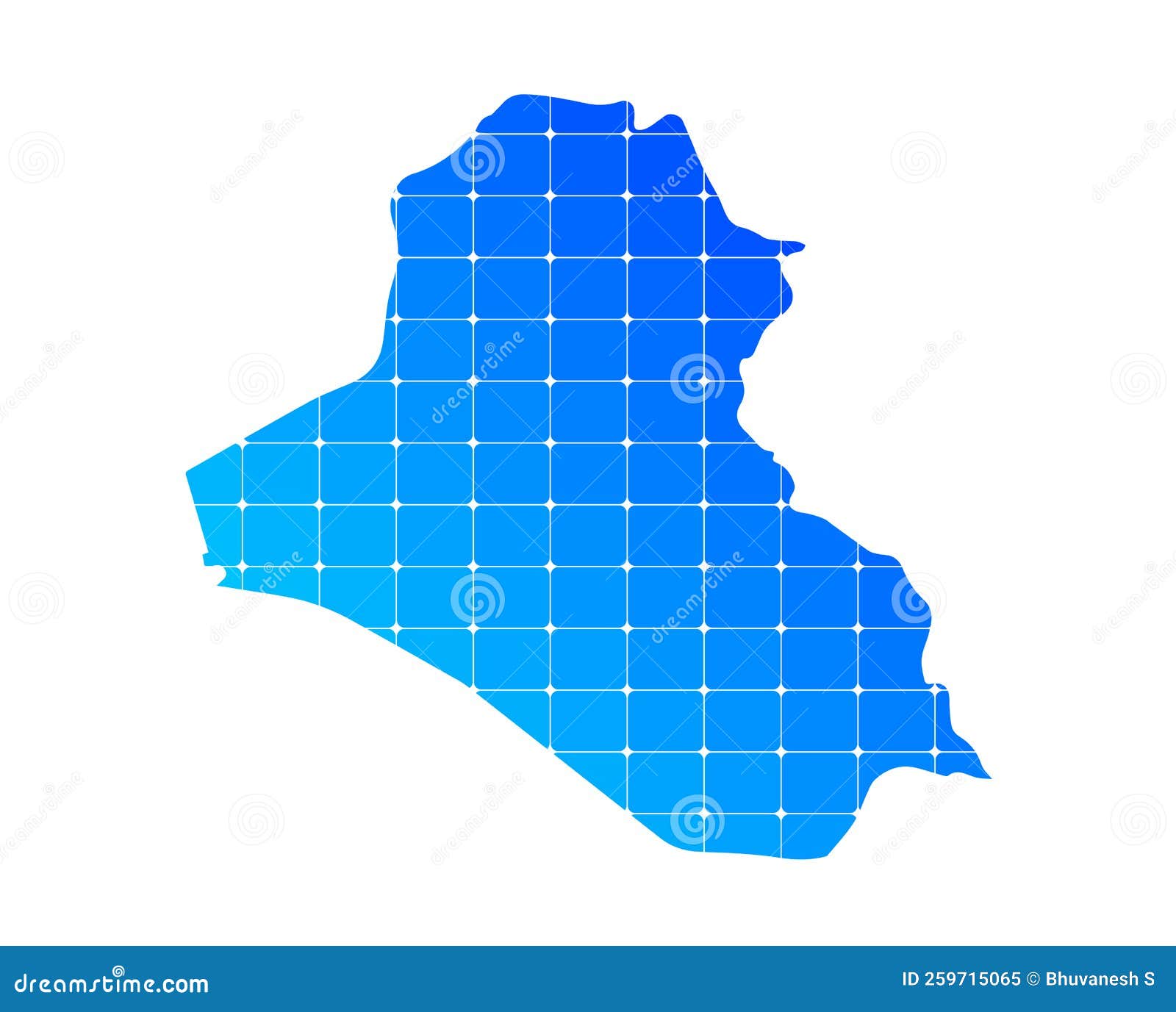 Colourful Blue Gradient Bricks Texture Map of Country Iraq Isolated on ...