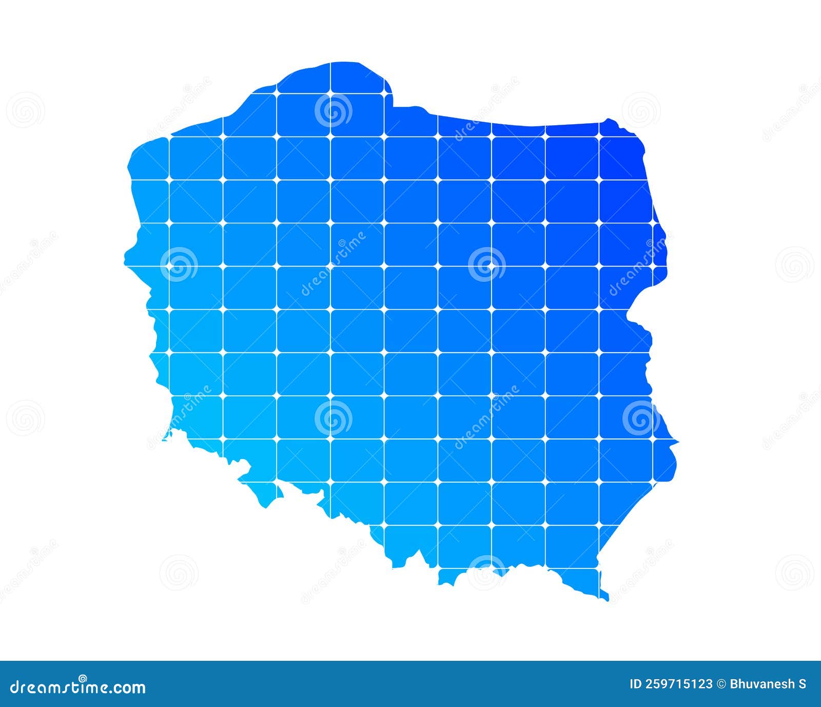 Colourful Blue Gradient Bricks Texture Map of Country Poland Isolated ...